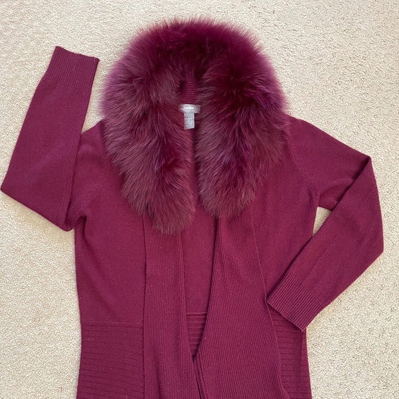 Neiman Marcus | Sweaters | Cashmere Fox Fur Collared Sweater By Neiman ...